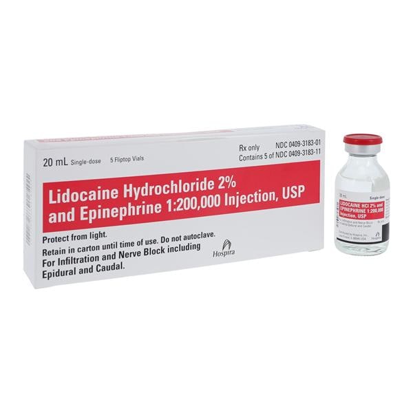 Lidocaine HCl / Epinephrine 2% - 1:200,000 Injection Single Dose Vial 20 mL | CircleAMedical